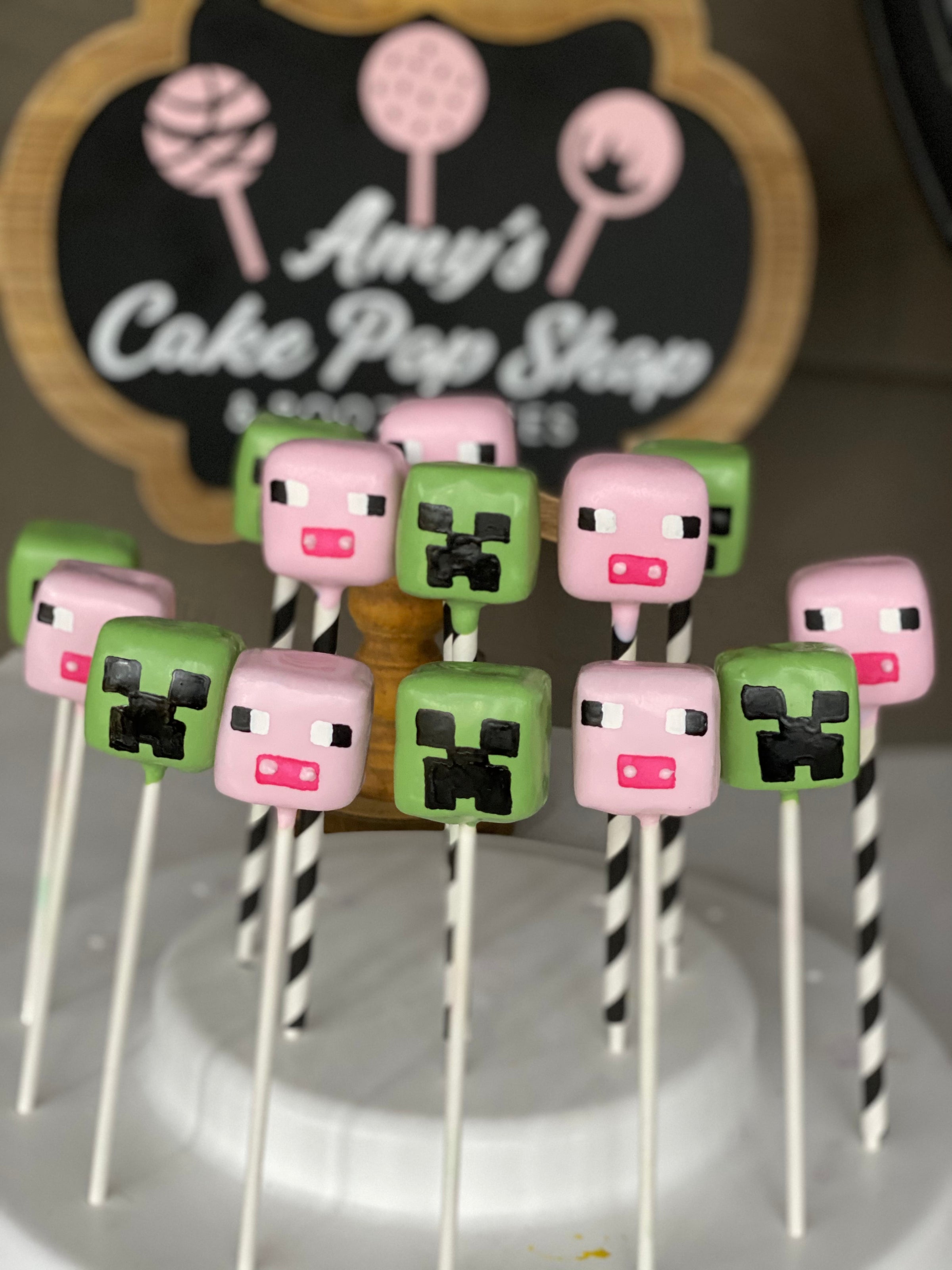 creeper cake pops